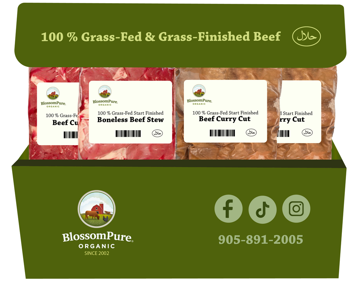 100% Grass-Fed & Finished Beef Curry Cuts & Beef Boneless Stew Box (5 ...